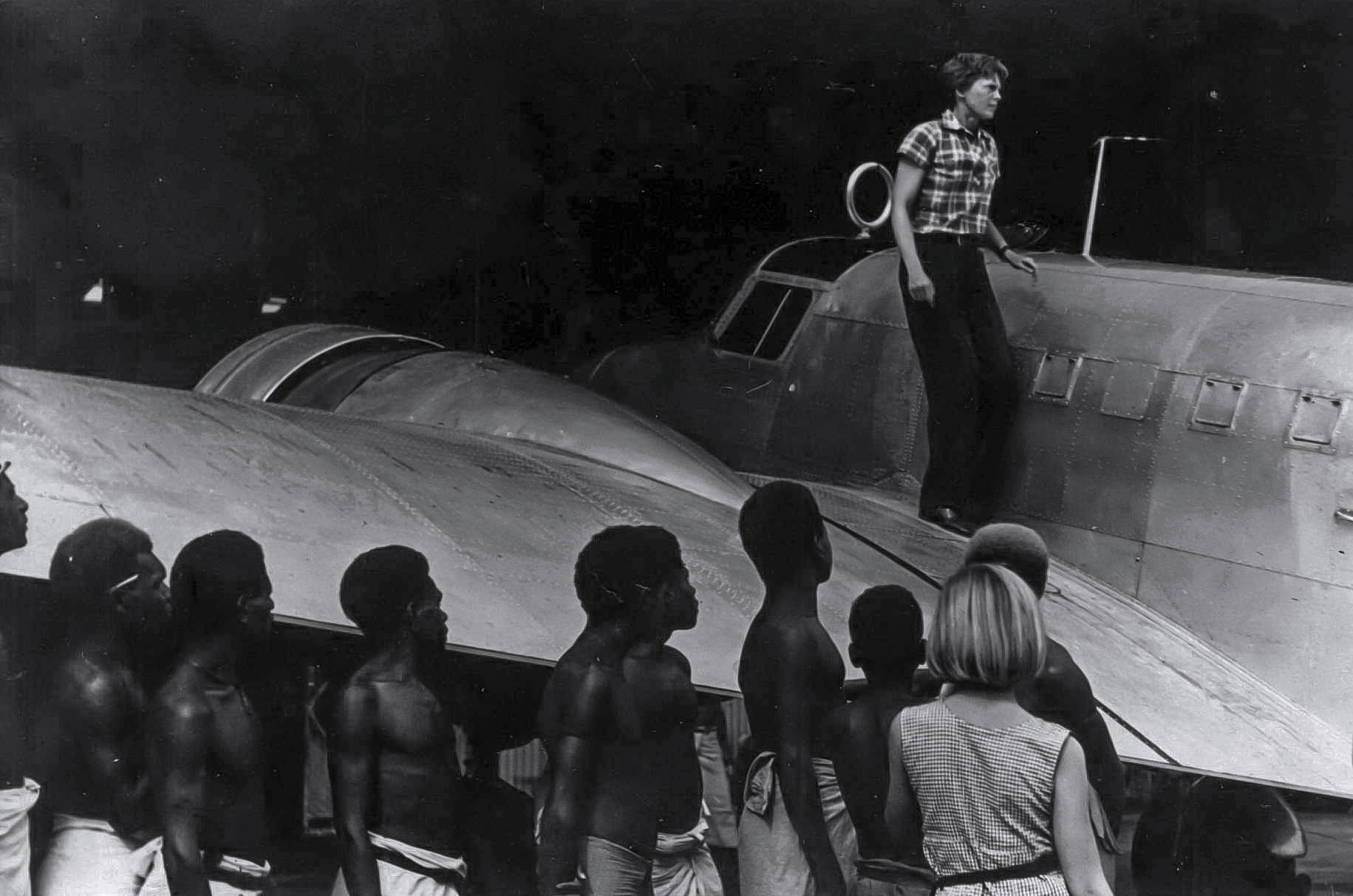 Amelia Earhart In Her Plane Flying