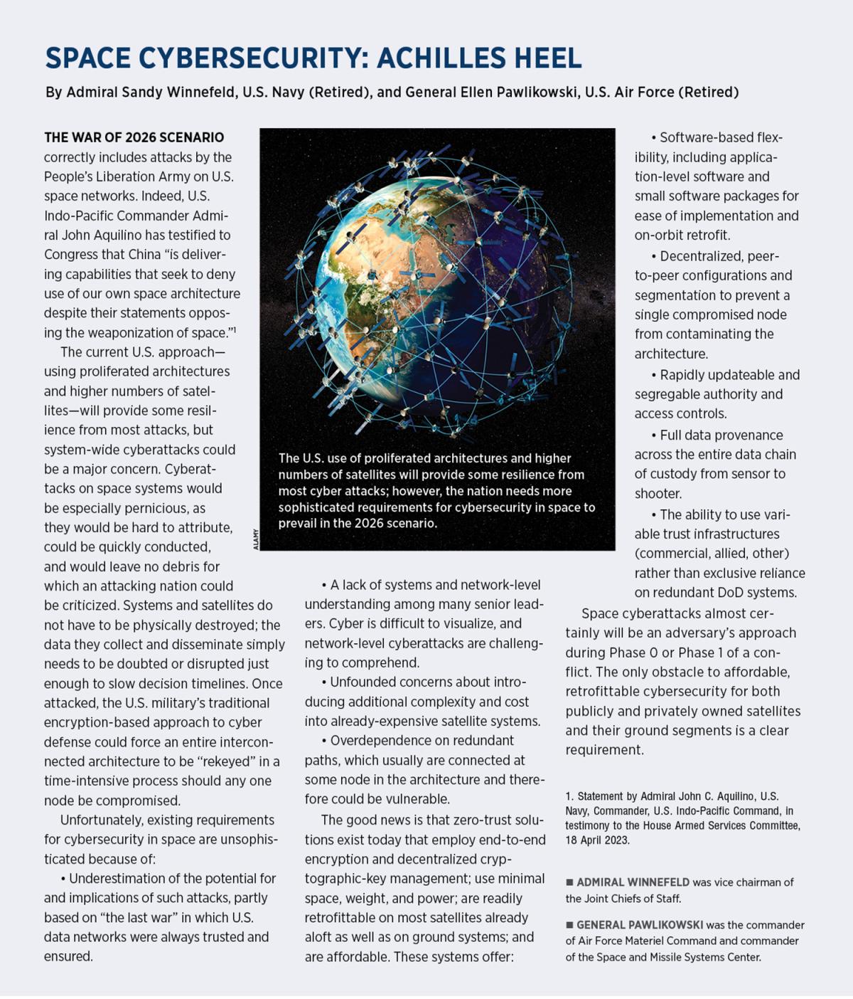 Space Cybersecurity: Achilles Heel | Proceedings - January 2024 Vol ...