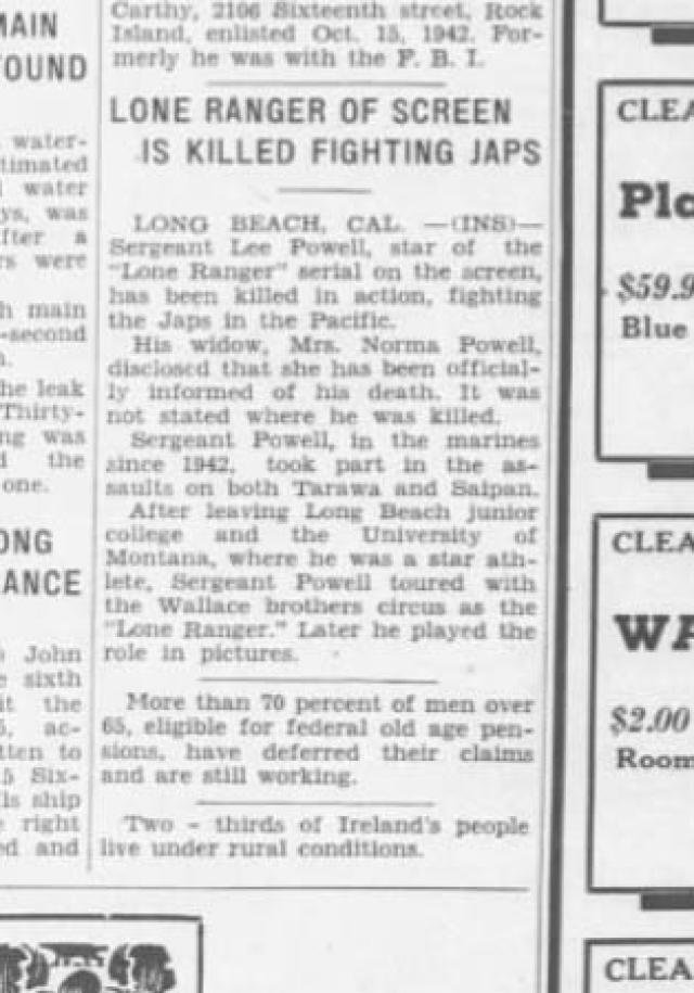 The Death of the Lone Ranger, USMC | Naval History Magazine - August ...