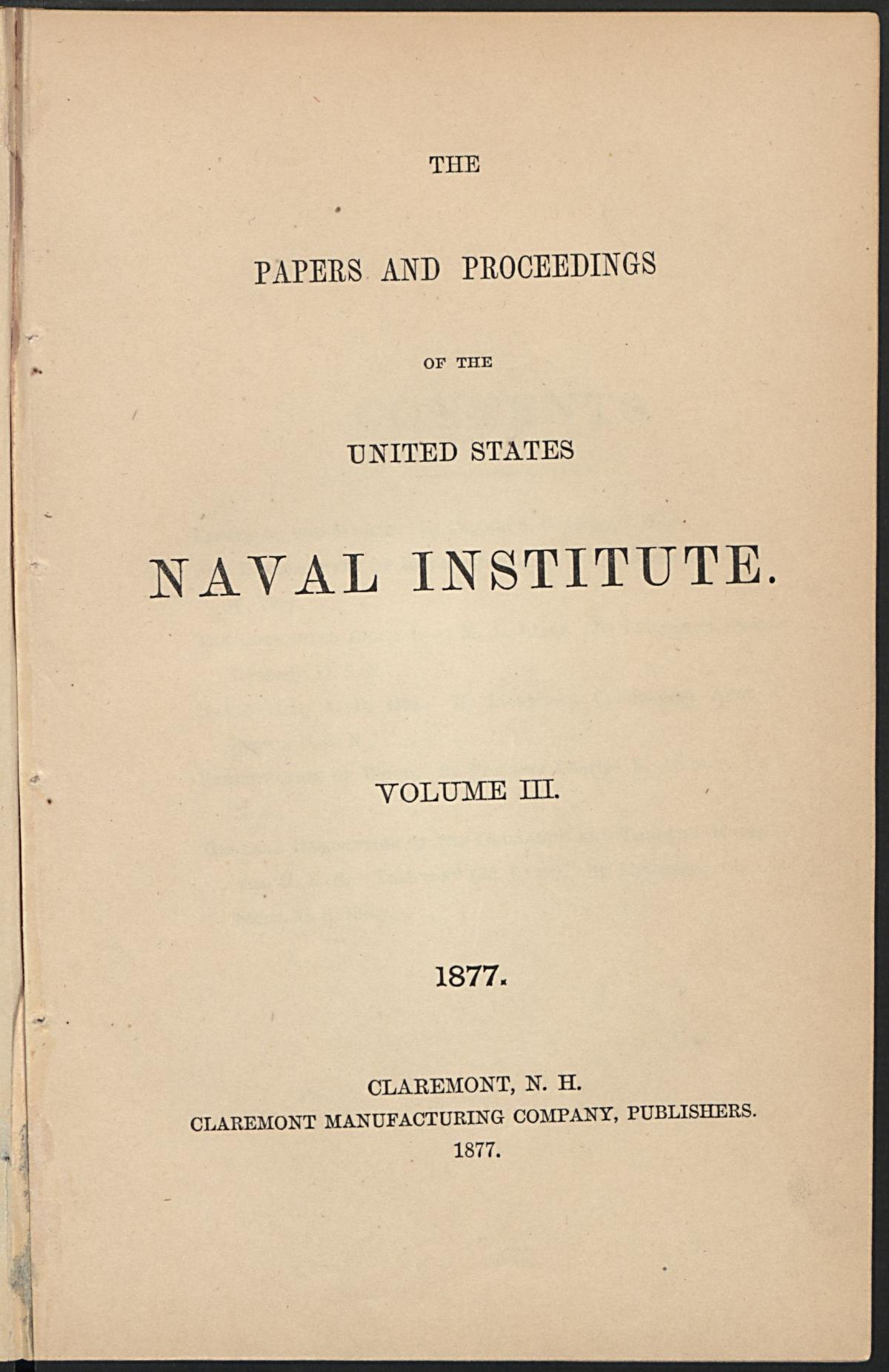 Proceedings - 1877 Vol. 3/1/3 | U.S. Naval Institute