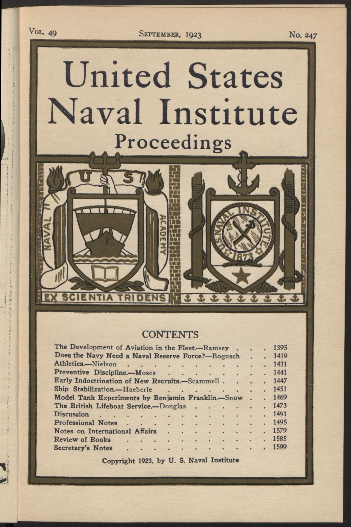 Proceedings - September 1923 Vol. 49/9/247 | U.S. Naval Institute