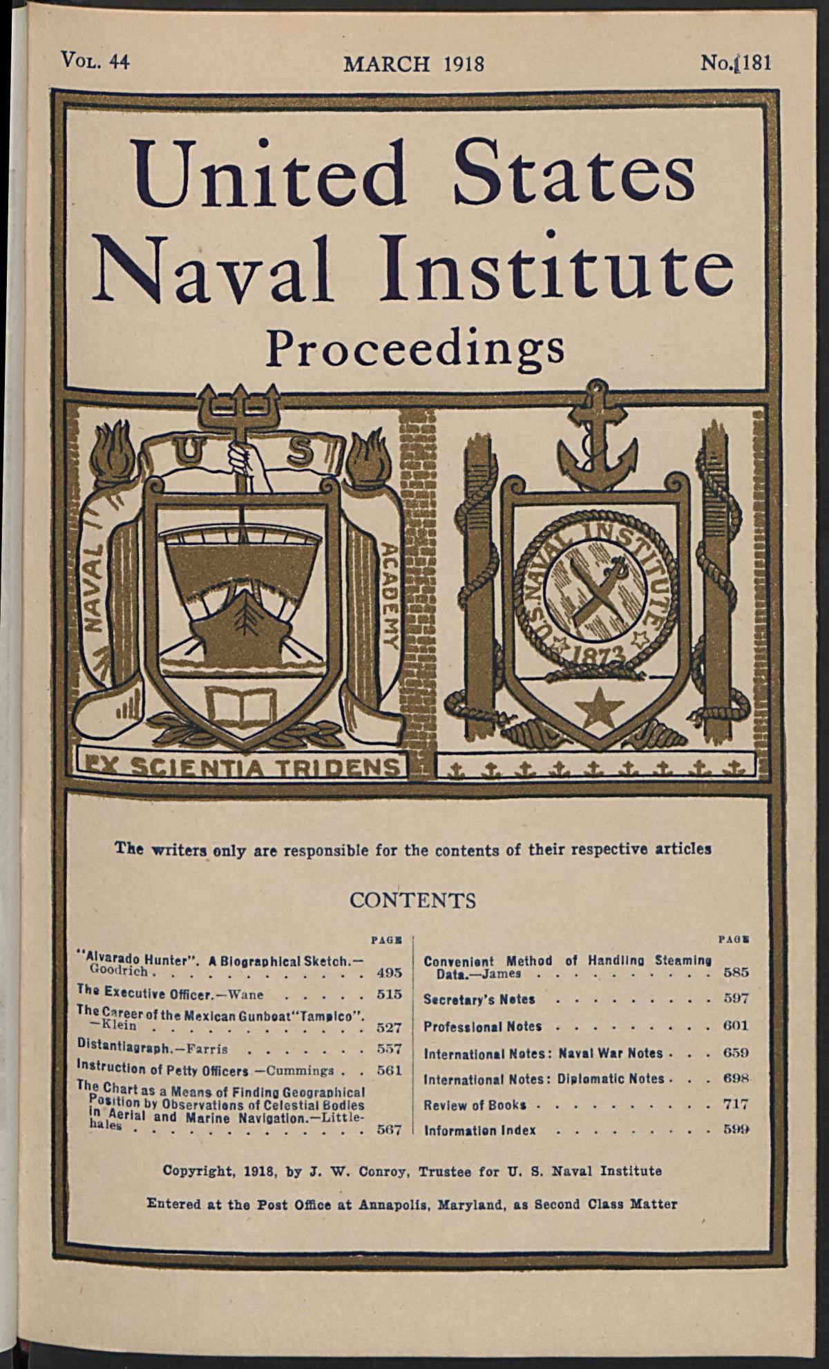 Proceedings - March 1918 Vol. 44/3/181 | U.S. Naval Institute
