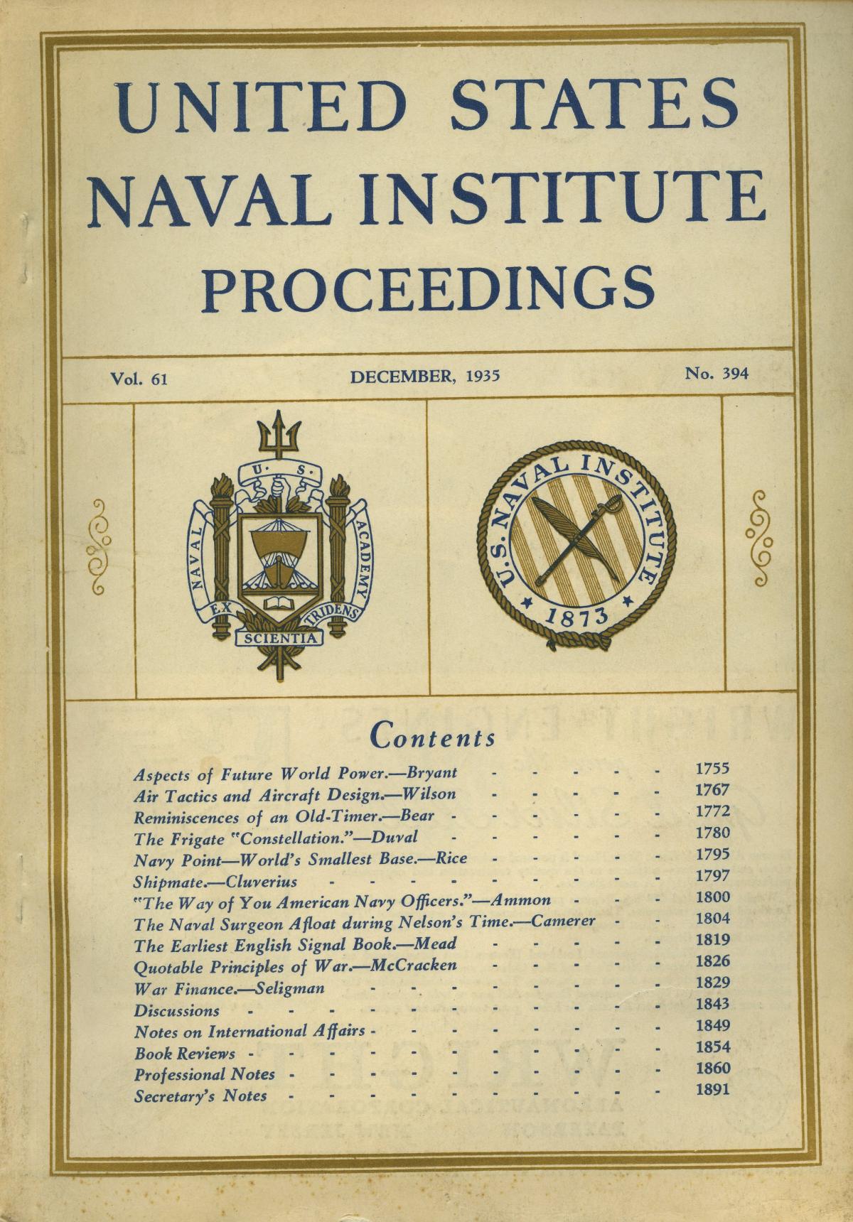 Proceedings - December 1935 Vol. 61/12/394 | U.S. Naval Institute