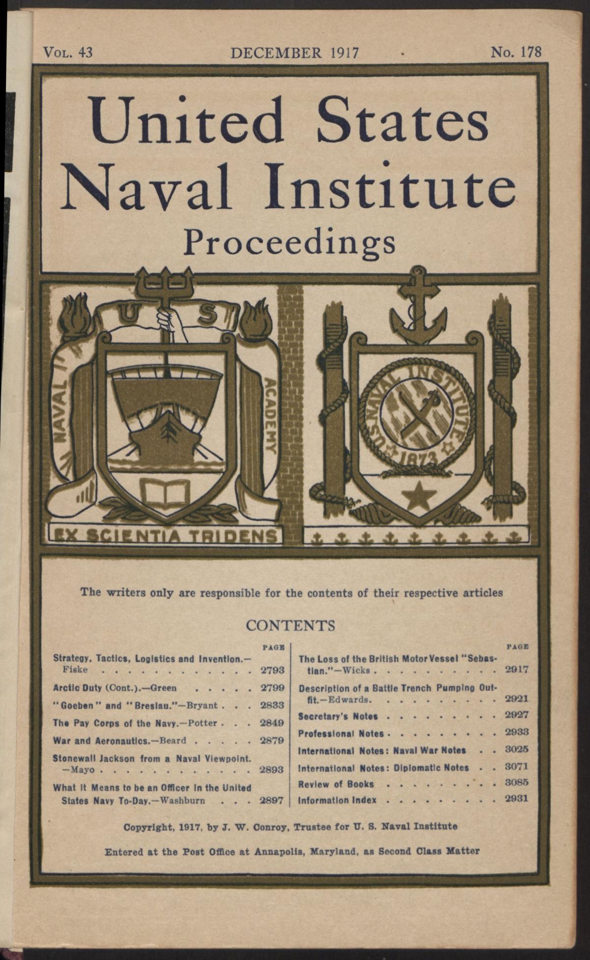Proceedings - December 1917 Vol. 43/12/178 | U.S. Naval Institute