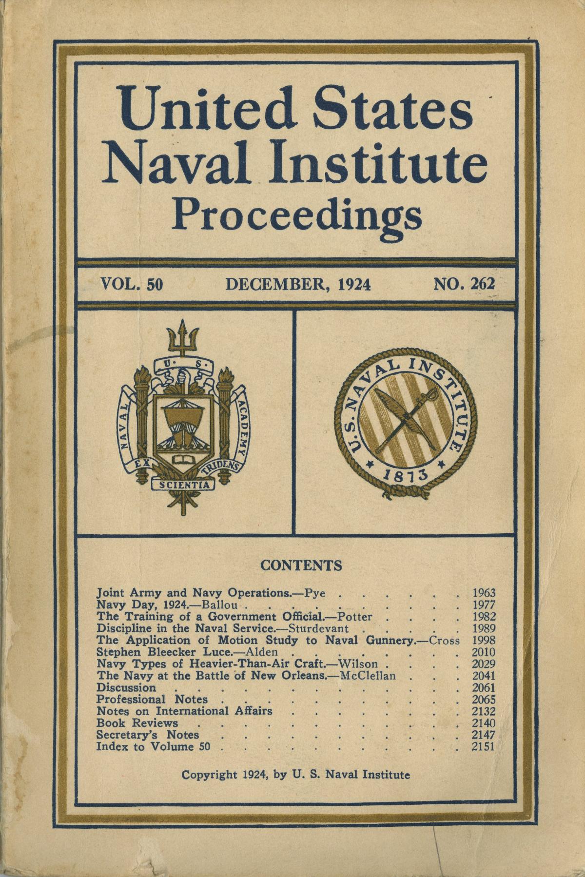 Proceedings - December 1924 Vol. 50/12/262 | U.S. Naval Institute