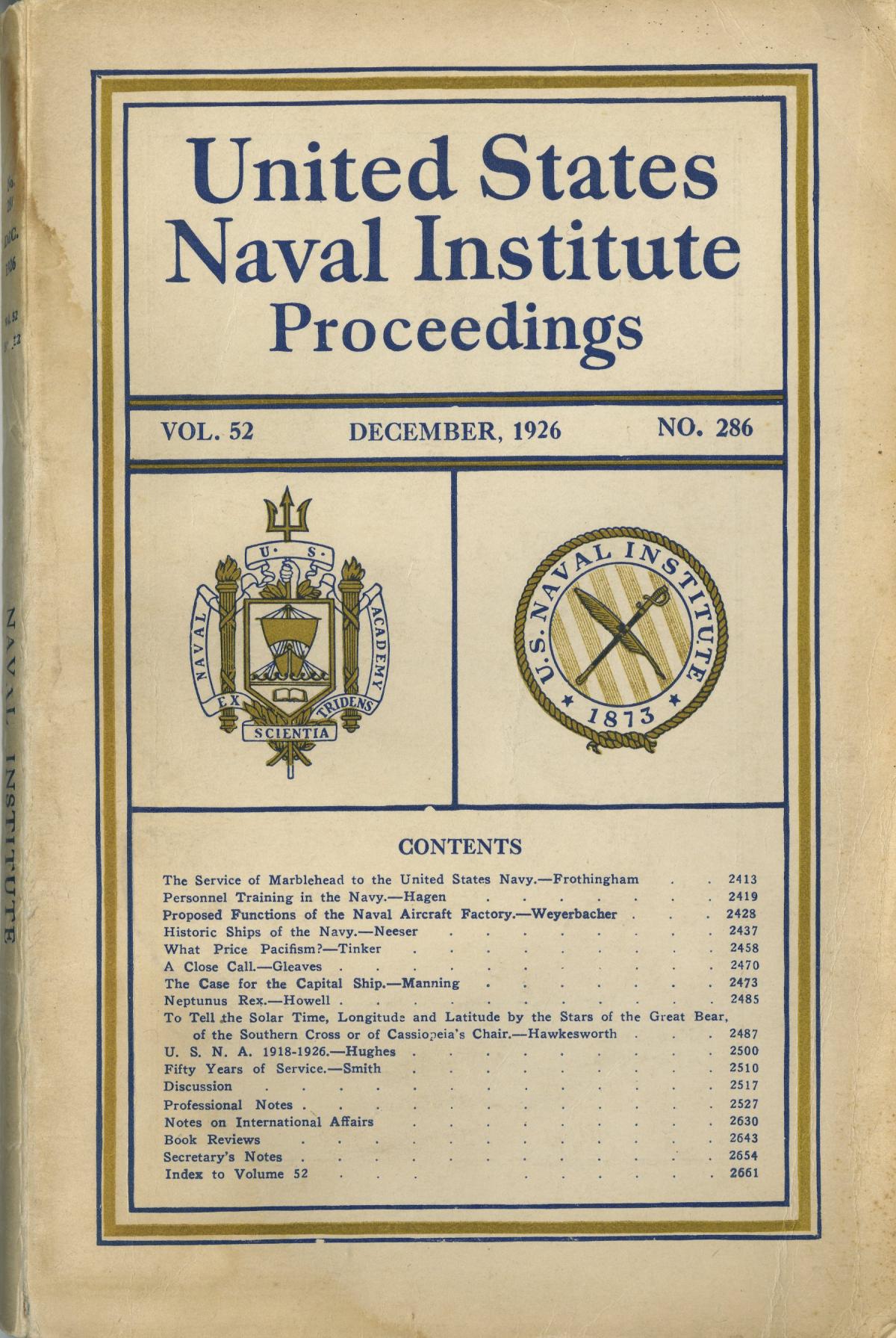 Proceedings - December 1926 Vol. 52/12/286 | U.S. Naval Institute