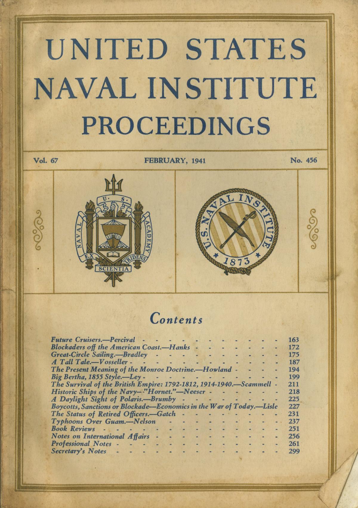 Proceedings - February 1941 Vol. 67/2/456 | U.S. Naval Institute