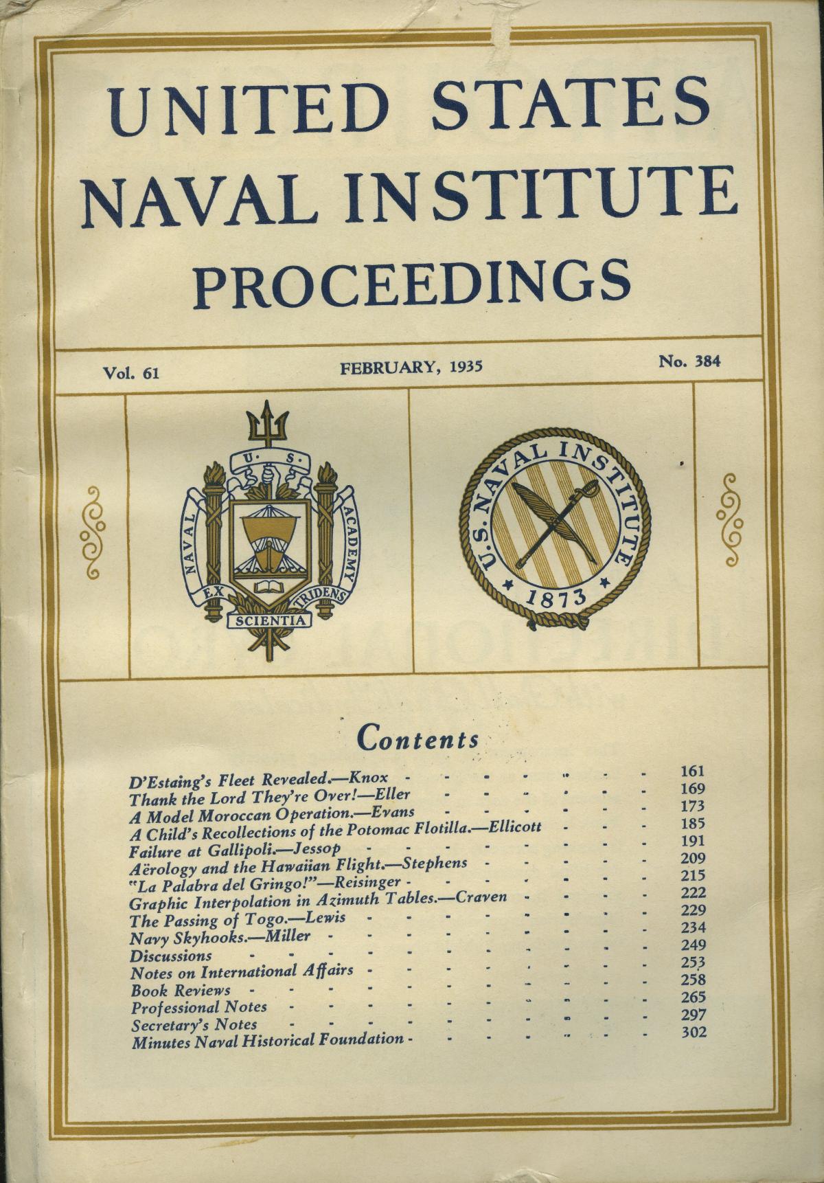 Proceedings - February 1935 Vol. 61/2/384 | U.S. Naval Institute